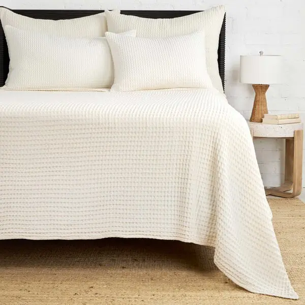 POM POM AT HOME Zuma Cotton Waffle Blanket, Twin/twin Xl - Cream