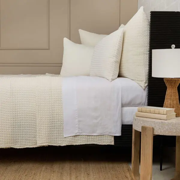POM POM AT HOME Zuma Cotton Waffle Blanket, Twin/twin Xl - Cream