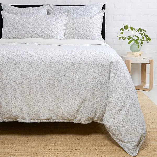 POM POM AT HOME June Floral Reversible Duvet Set, Twin/twin Xl - Ocean/ Grey