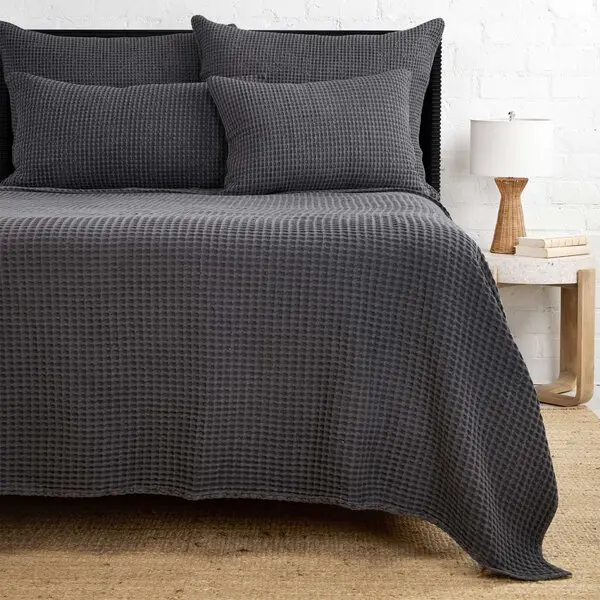 POM POM AT HOME Zuma Cotton Waffle Standard Sham - Charcoal