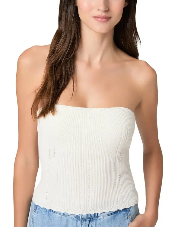 Paige Valentina Ribbed Strapless Top - White