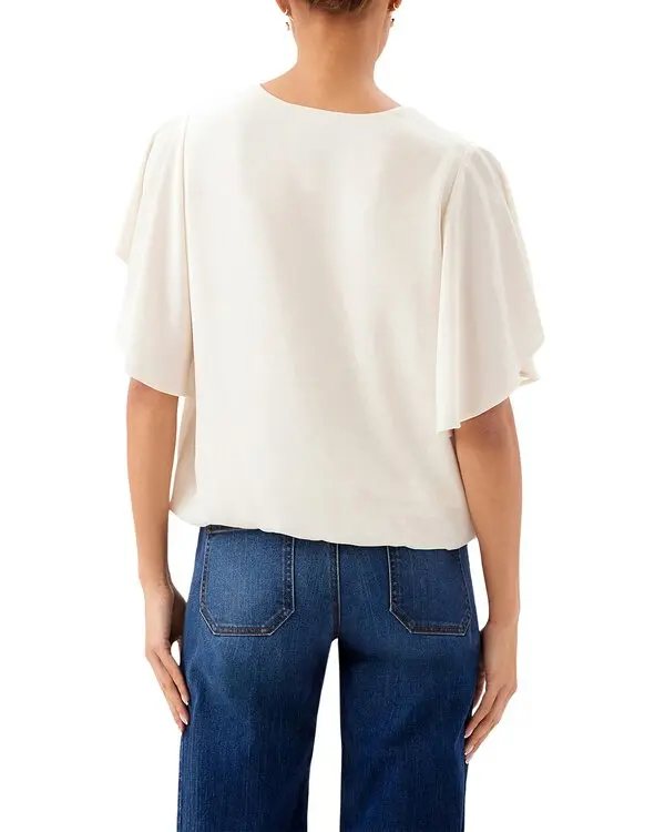 Karen Kane Flutter Sleeve V-neck Top - Ecru