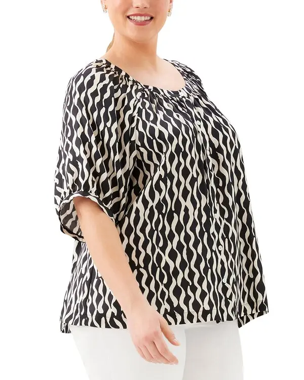 Karen Kane Printed Satin Peasant Top