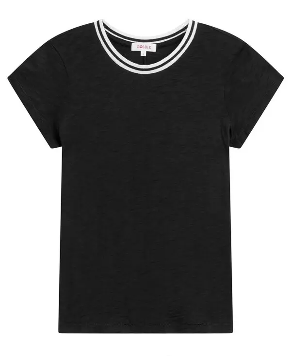 Goldie LeWinter Tipped Ringer Tee - Black