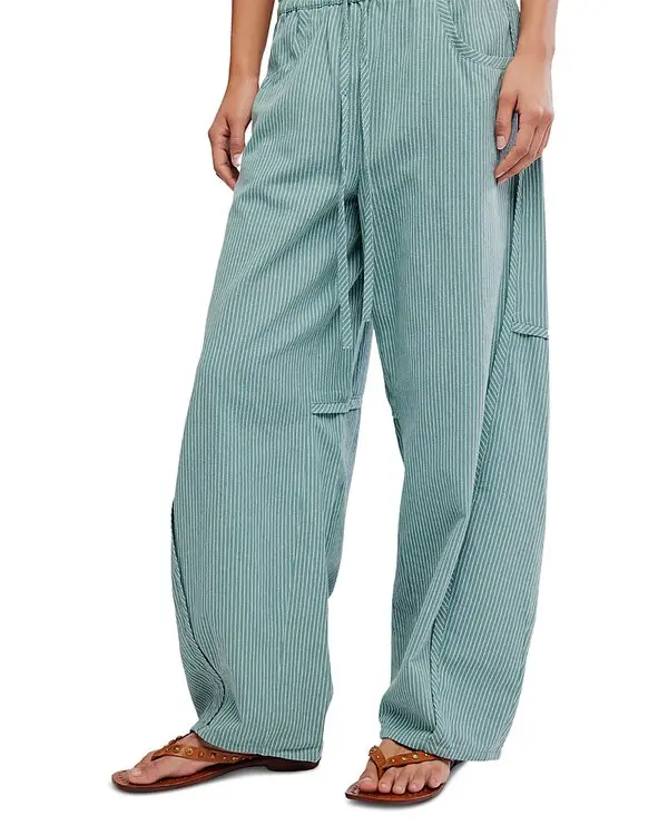 Free People Striped Wide-leg Trousers - Blue Trell