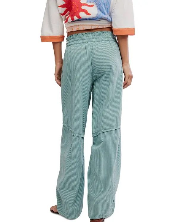 Free People Striped Wide-leg Trousers - Blue Trell