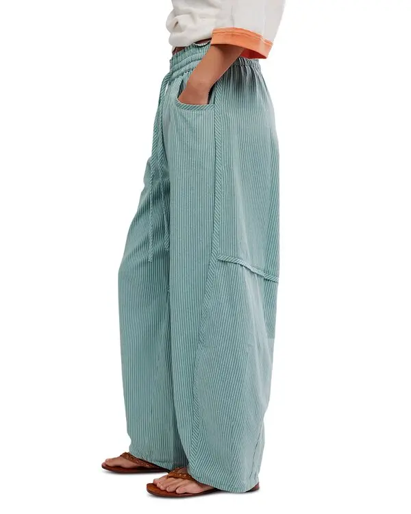 Free People Striped Wide-leg Trousers - Blue Trell