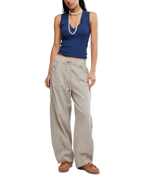 Free People Striped Wide-leg Trousers - Ivory Combo