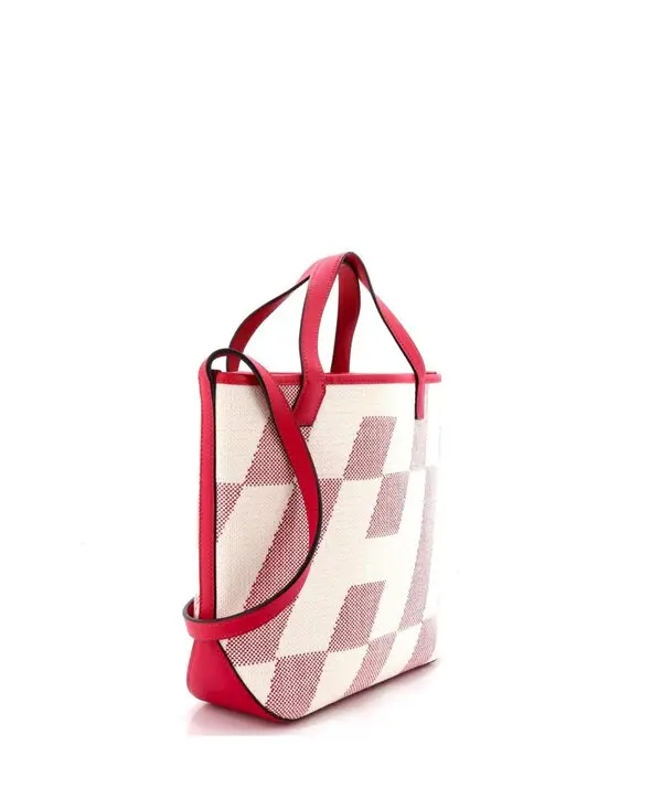 Hermès 27 Cabas H En Biais Tote Canvas With Leather - Pink