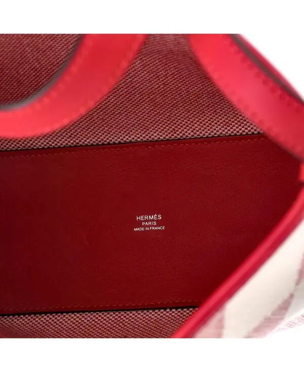Hermès 27 Cabas H En Biais Tote Canvas With Leather - Pink