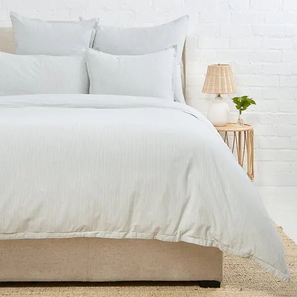 POM POM AT HOME Luke Cotton Striped Duvet Cover, Queen - Light Blue