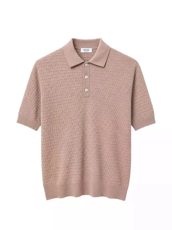 MASQ Textured-knit Polo Shirt