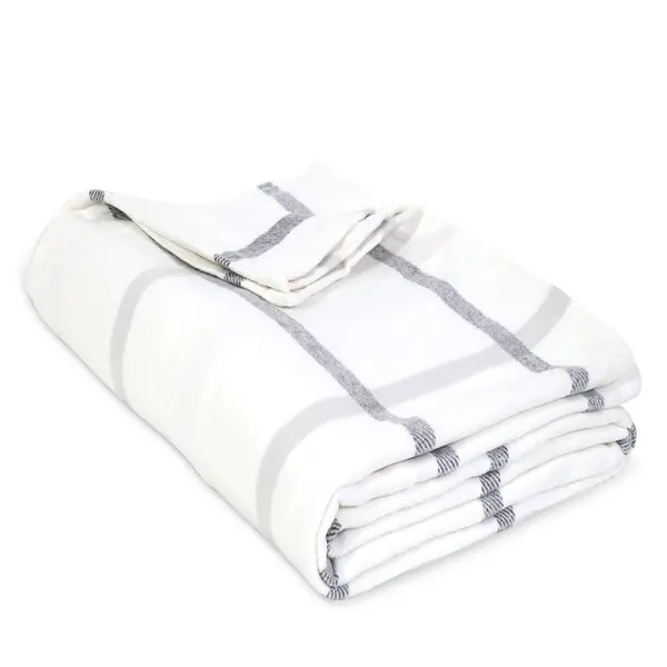 POM POM AT HOME Copenhagen Plaid Bed Blanket, Queen - White/ Grey