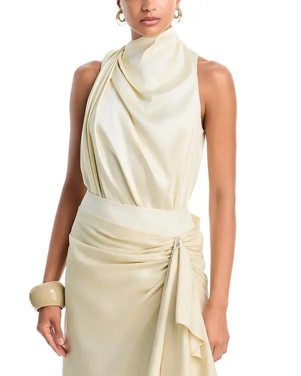 HEIRLOME Kate" Sleeveless Draped Silk Top - Ivory