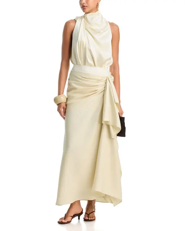 HEIRLOME Kate" Sleeveless Draped Silk Top - Ivory