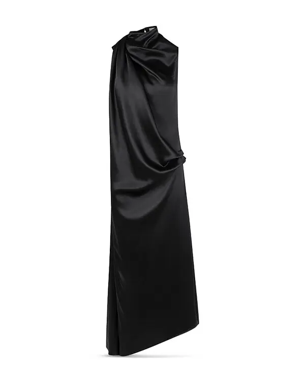 HEIRLOME Kate Twisted Draped Midi Dress In Silk Satin