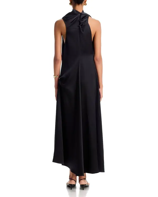 HEIRLOME Kate Twisted Draped Midi Dress In Silk Satin