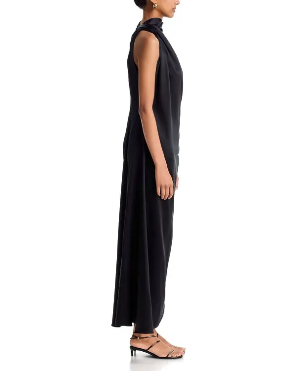HEIRLOME Kate Twisted Draped Midi Dress In Silk Satin