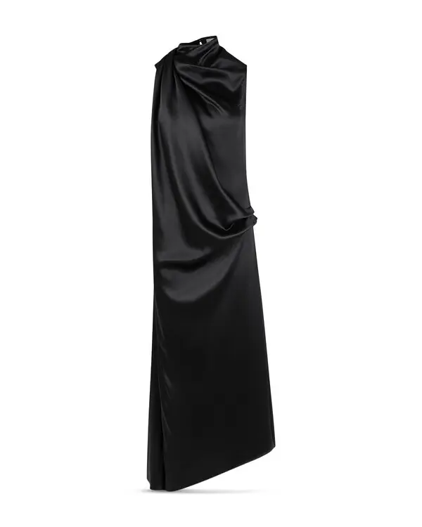 HEIRLOME Kate Twisted Draped Midi Dress In Silk Satin