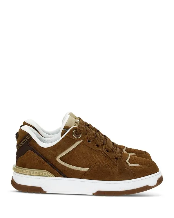 Versace Suede Low Top Sneakers - Whiskey