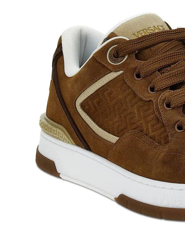Versace Suede Low Top Sneakers - Whiskey