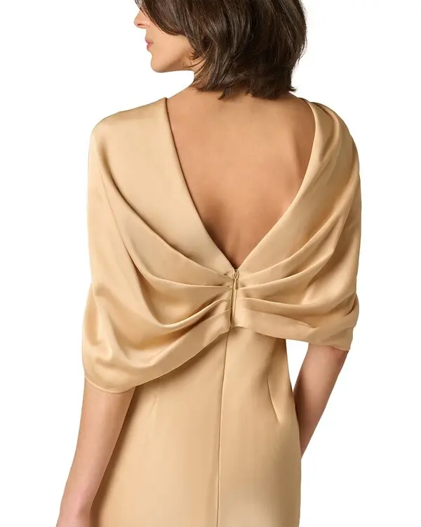 Aidan Mattox Crepe Back Satin Dress With Cape Sleeves