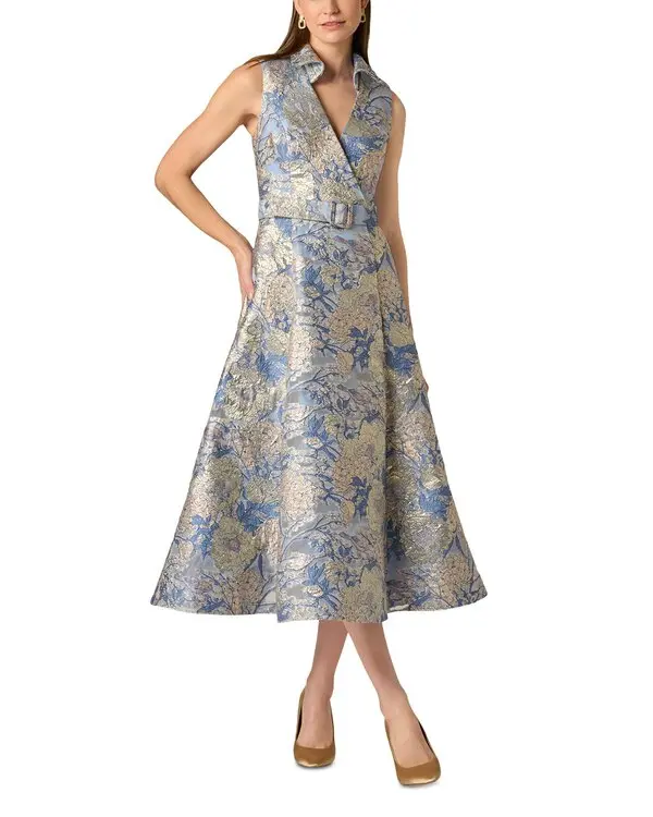 Aidan Mattox Jacquard Midi Shirt Dress
