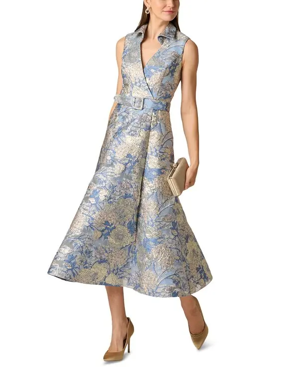 Aidan Mattox Jacquard Midi Shirt Dress