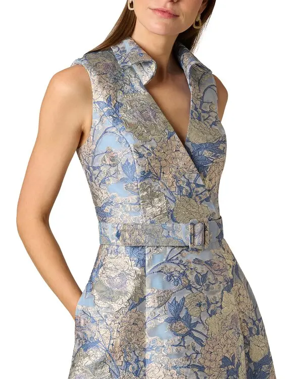 Aidan Mattox Jacquard Midi Shirt Dress