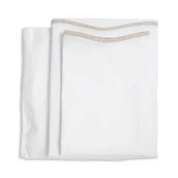 POM POM AT HOME Skylar Cotton Percale Standard Pillowcase, Pair - White/flax