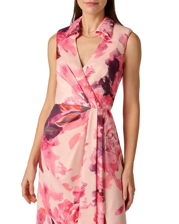 Aidan Mattox Floral Print Collared Gown