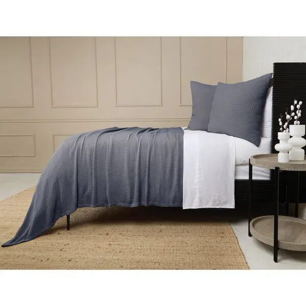 POM POM AT HOME Balboa Waffle Bed Blanket, Queen - Midnight