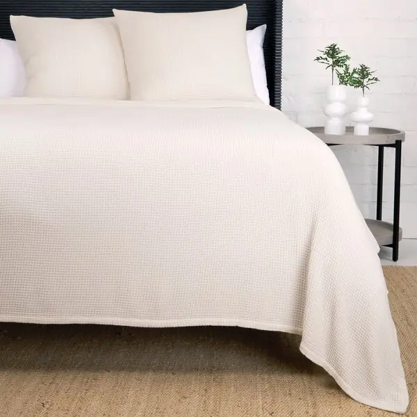 POM POM AT HOME Balboa Waffle Bed Blanket, King - Ivory