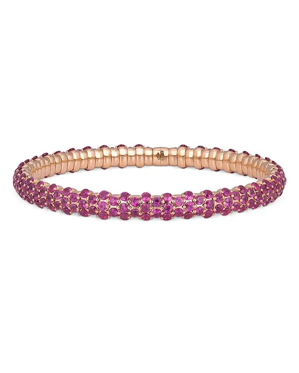 ZYDO 18k Rose Gold Intense Pink Sapphire Slim Dome Stretch Bracelet, 9.65 Tcw - Pink/rose
