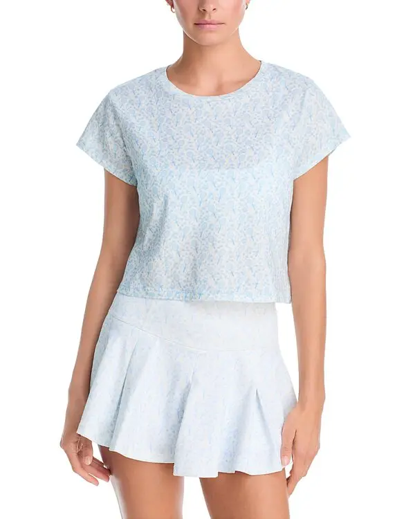 LoveShackFancy Rubin Cropped Tee - Blue Serve