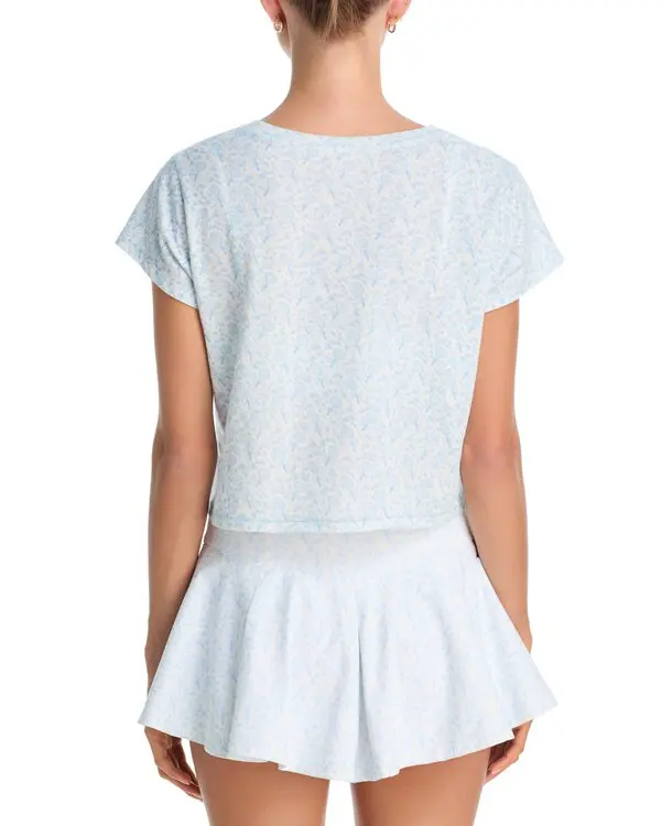 LoveShackFancy Rubin Cropped Tee - Blue Serve