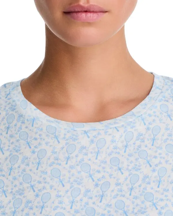 LoveShackFancy Rubin Cropped Tee - Blue Serve