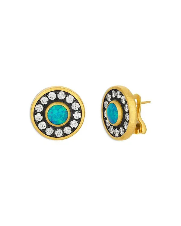 Gurhan 18k White 18k & 24k Yellow Australian Opal & Diamond Stud Earrings - Gold