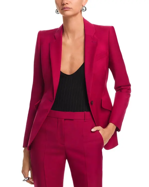 Alexander McQueen Single Breasted Wool Blend Blazer