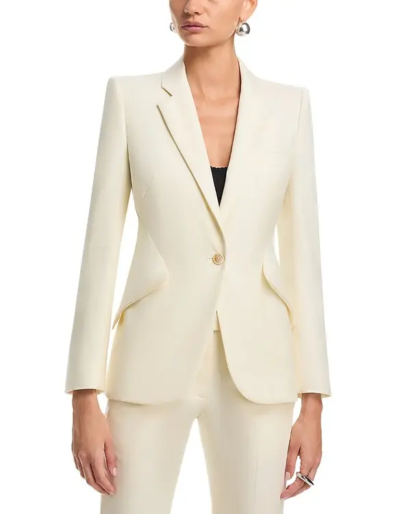 Alexander McQueen Single Breasted Fine Wool Blazer - Ivory