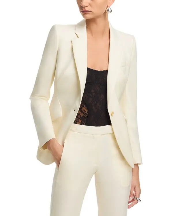 Alexander McQueen Single Breasted Fine Wool Blazer - Ivory