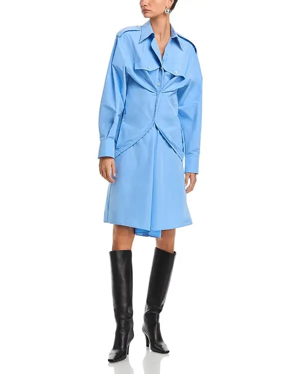 Alexander McQueen Gathered Shirt Dress - Navy