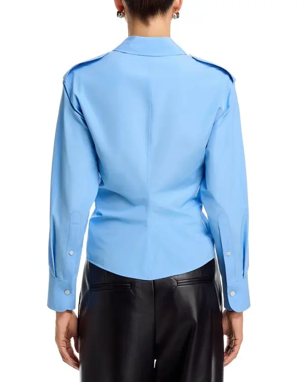 Alexander McQueen Gathered Long Sleeved Shirt - Navy