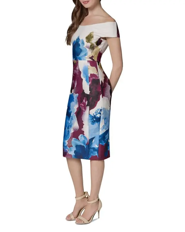 Donna Karan New York Off-the-shoulder Floral Print Sheath Dress