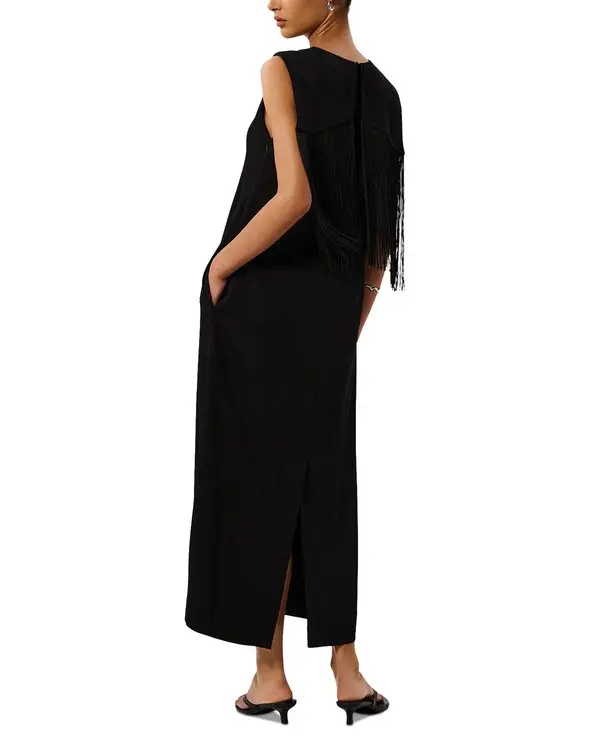 Whistles Fringe Back Midi Dress
