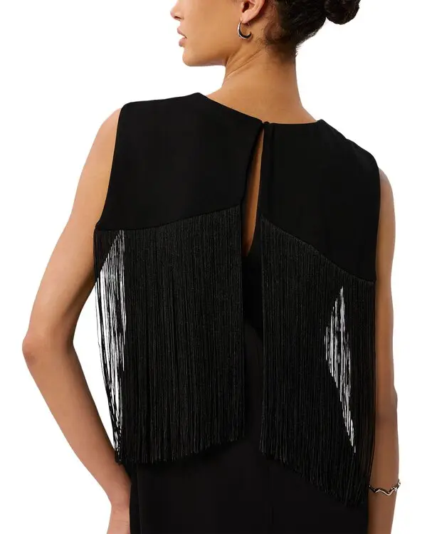Whistles Fringe Back Midi Dress
