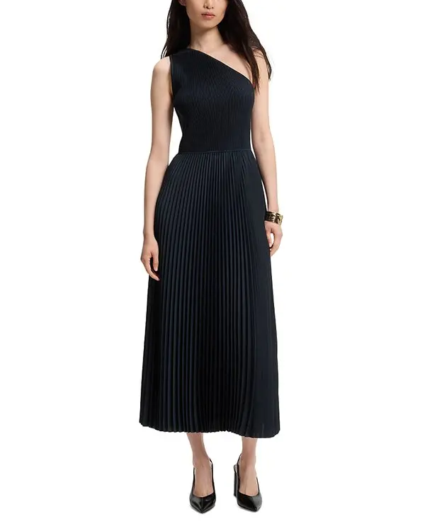 Hugo Boss Asymmetrical Pleated Midi Dress
