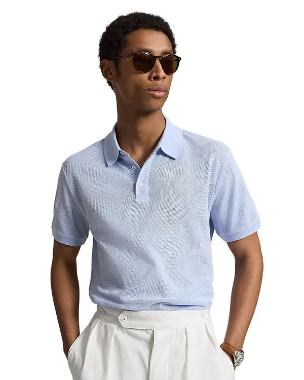 Polo Ralph Lauren Pointelle Jersey Polo Shirt - Blue
