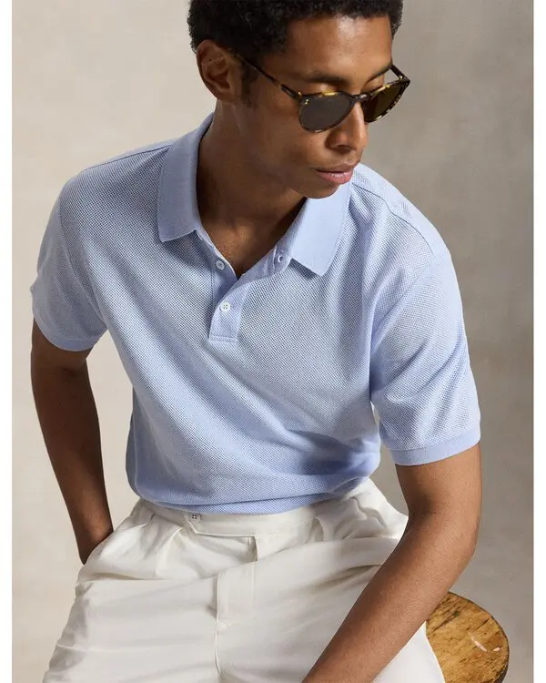 Polo Ralph Lauren Pointelle Jersey Polo Shirt - Blue