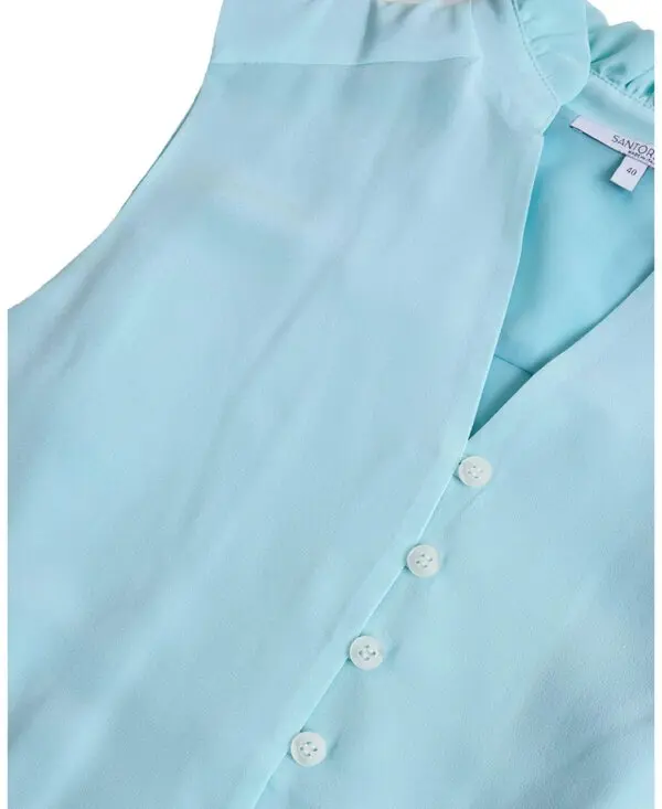Santorelli Carson Silk Midi Dress With Ruffled Collar - Sky Blue